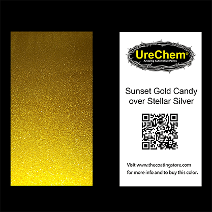 Sunset Gold 2K Urethane Candy over Stellar Silver Chip Sample Swatch ...
