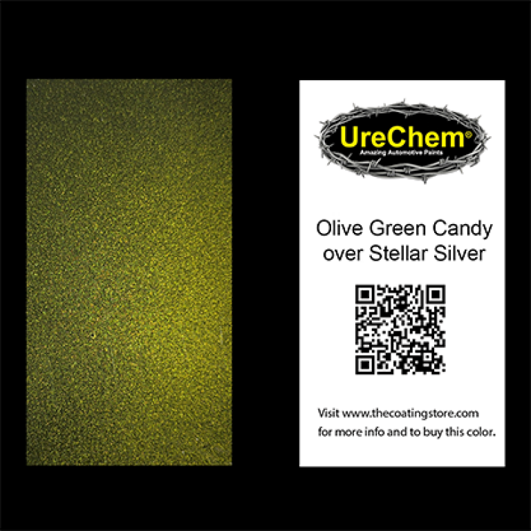 Olive Green 2K Urethane Candy over Stellar Silver Chip Sample Swatch ...